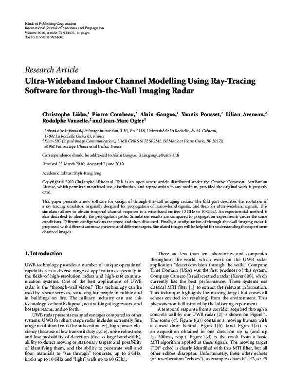 (PDF) Ultra-Wideband Indoor Channel Modelling Using Ray-Tracing Software for through-the-Wall ...
