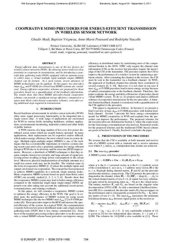 (PDF) Cooperative MIMO precoders for energy-efficient transmission in ...