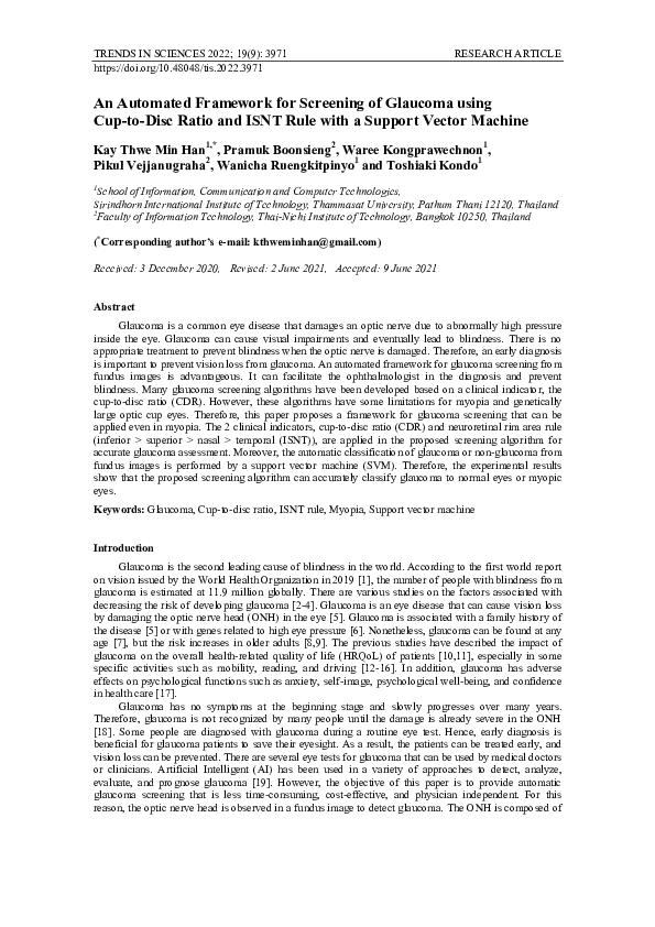 (PDF) An Automated Framework for Screening of Glaucoma using Cup-to-Disc Ratio and ISNT Rule ...