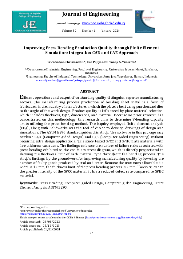 (PDF) Improving Press Bending Production Quality through Finite Element Simulation: Integration ...