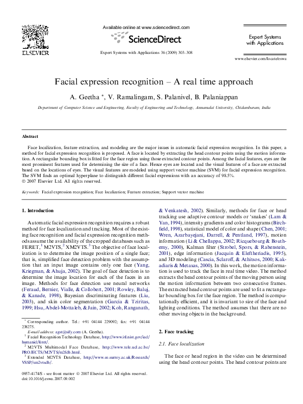 (PDF) Facial expression recognition – A real time approach