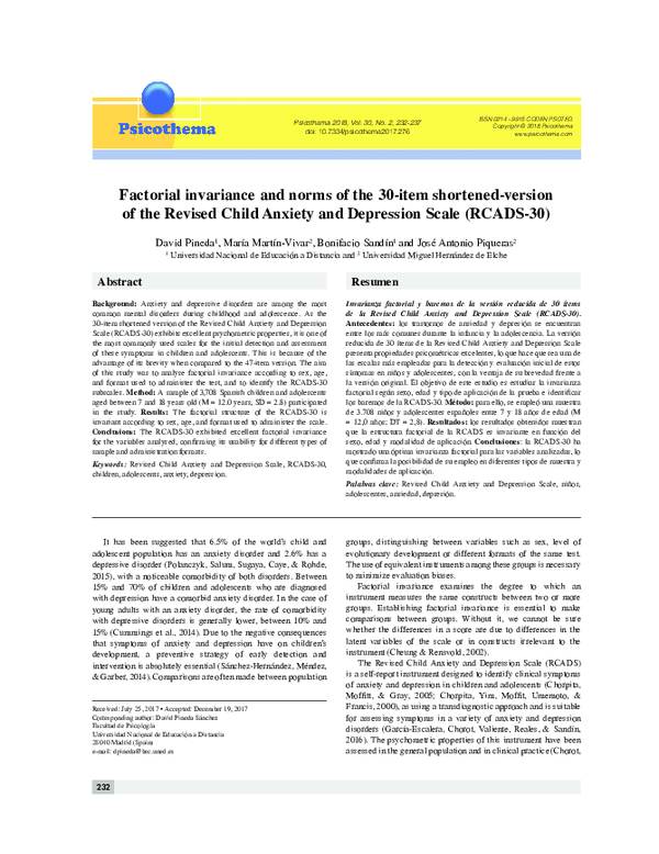 (PDF) Factorial invariance and norms of the 30-item shortened-version ...