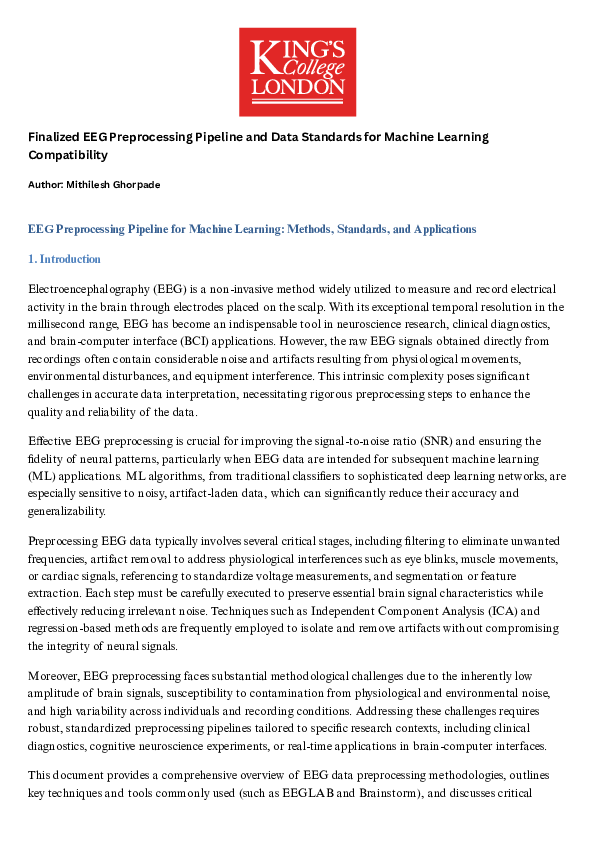 (PDF) Finalized EEG Preprocessing Pipeline and Data Standards for ...