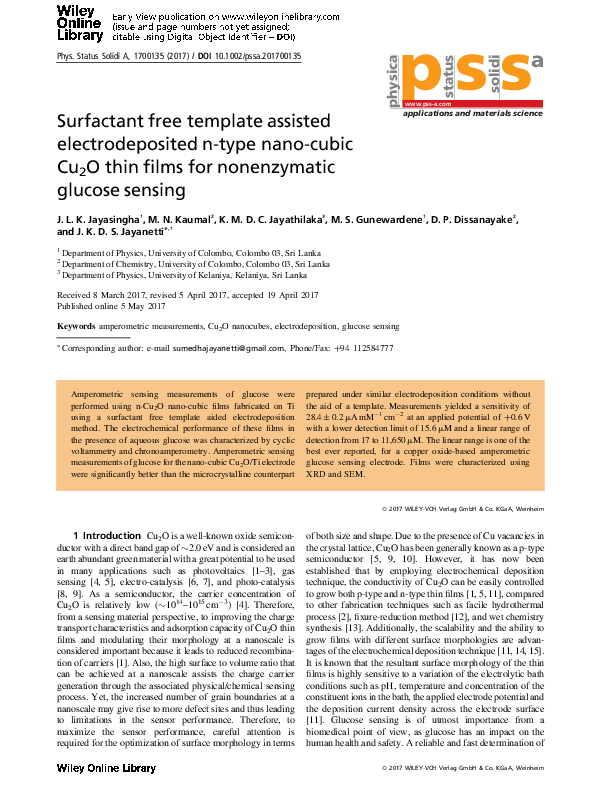 (PDF) Surfactant free template assisted electrodeposited n-type nano-cubic Cu2 O thin films for ...