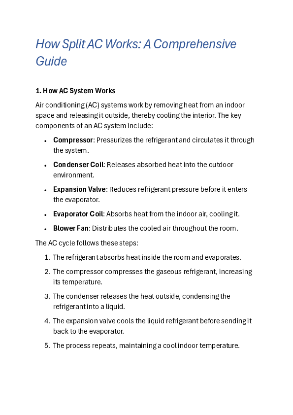 (PDF) How Split AC Works: A Comprehensive Guide