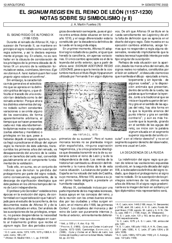 (PDF) El "Signun Regis" en el Reino de León (1157-1230): notas sobre su ...