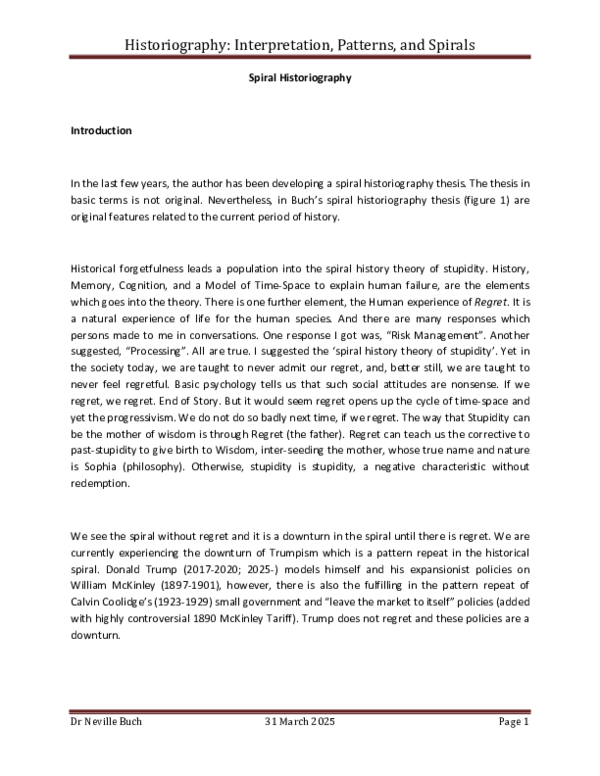(PDF) Historiography. Interpretation, Patterns, and Spirals