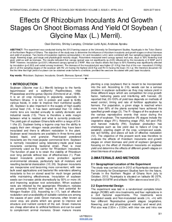 (PDF) Effects Of Rhizobium Inoculants And Growth Stages On Shoot Biomass And Yield Of Soybean ...