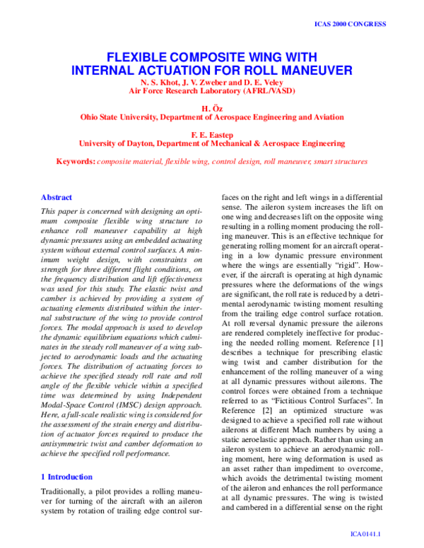 (PDF) Flexible Composite Wing with Internal Actuation for Roll Maneuver