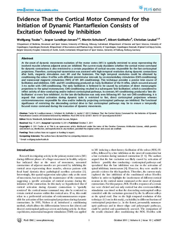 (PDF) Evidence That the Cortical Motor Command for the Initiation of ...