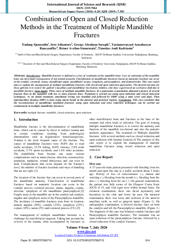 (PDF) Combination of Open and Closed Reduction Methods in the Treatment ...