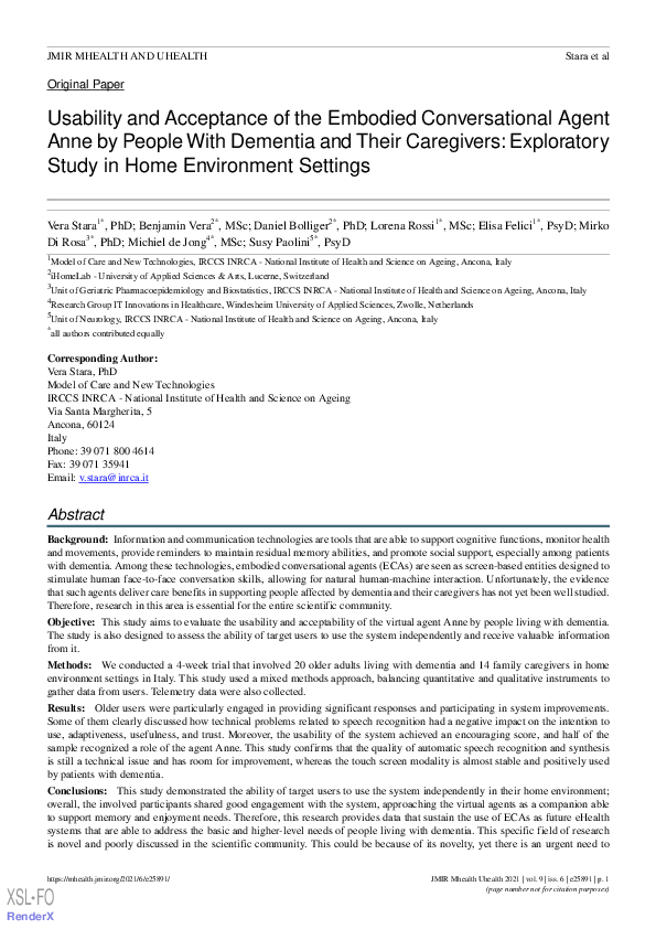 (PDF) Usability and Acceptance of the Embodied Conversational Agent ...