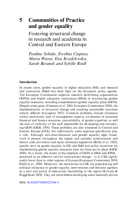 (PDF) Communities of Practice and gender equality