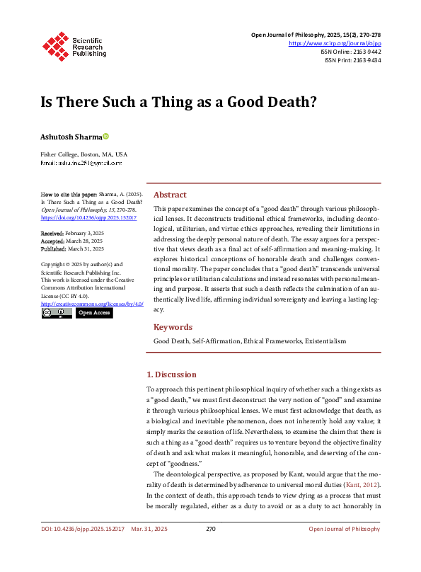 (PDF) Is There Such a Thing as a Good Death
