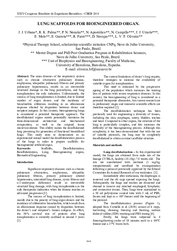 (PDF) Lung Scaffolds for Bioengineered Organ