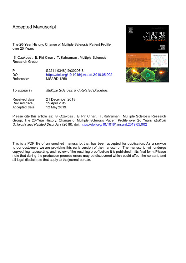 (PDF) The 20-year history: Change of multiple sclerosis patient profile ...