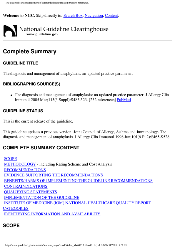 (PDF) The diagnosis and management of anaphylaxis: An updated practice ...