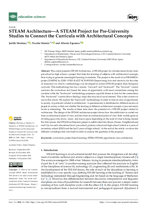 (PDF) STEAM Architecture-A STEAM Project for Pre-University Studies to ...