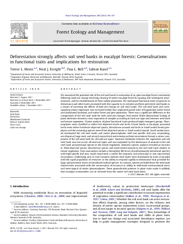 (PDF) Deforestation strongly affects soil seed banks in eucalypt ...