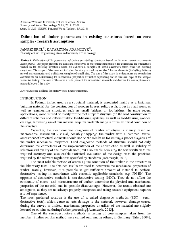 (PDF) Estimation of timber parameters in existing struktures based on ...