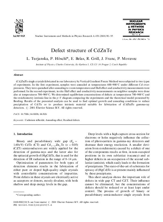 (PDF) Defect structure of CdZnTe