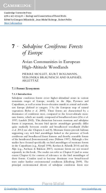 (PDF) Subalpine Coniferous Forests of Europe