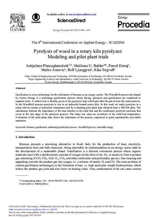 (PDF) Pyrolysis of Wood in a Rotary Kiln Pyrolyzer: Modeling and Pilot ...