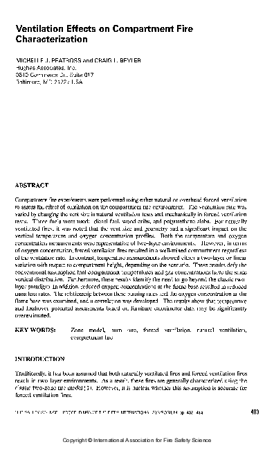 (PDF) Ventilation Effects On Compartment Fire Characterization