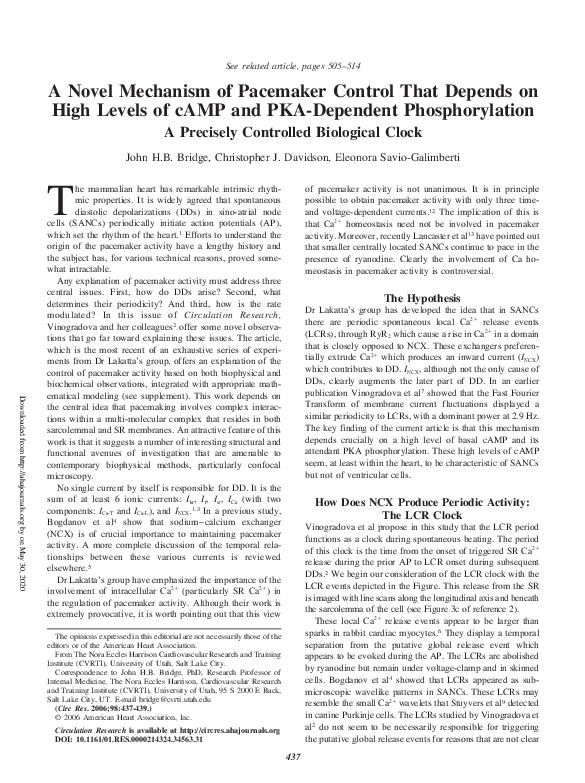 (PDF) A Novel Mechanism of Pacemaker Control That Depends on High ...