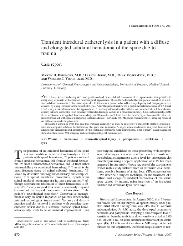 (PDF) Transient intradural catheter lysis in a patient with a diffuse ...
