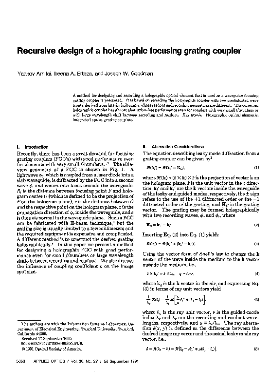 (PDF) Recursive design of a holographic focusing grating coupler