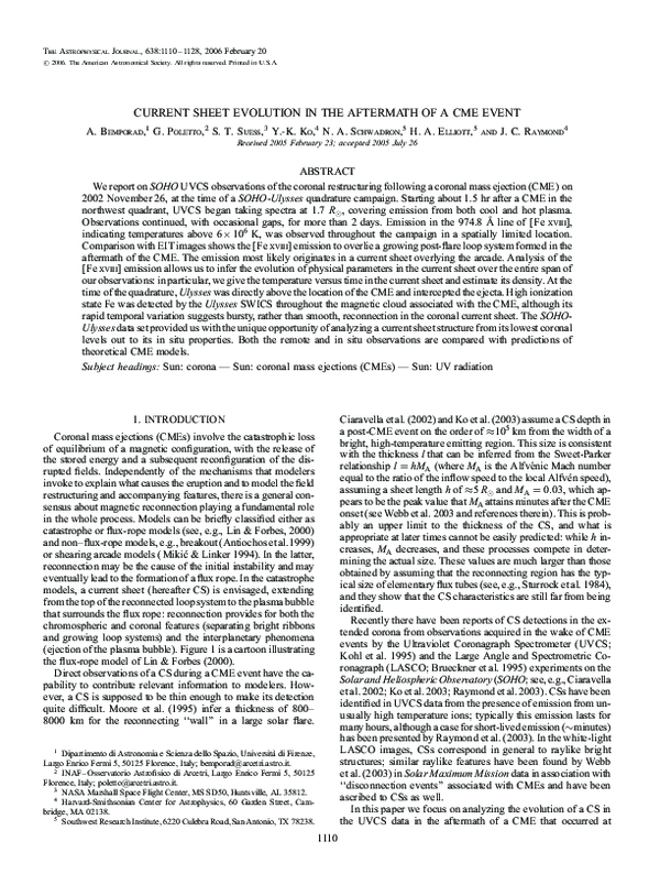 (PDF) Current Sheet Evolution in the Aftermath of a CME Event