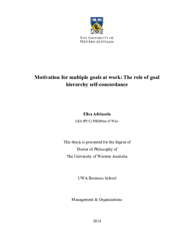 (PDF) Motivation for multiple goals at work: the role of goal hierarchy ...