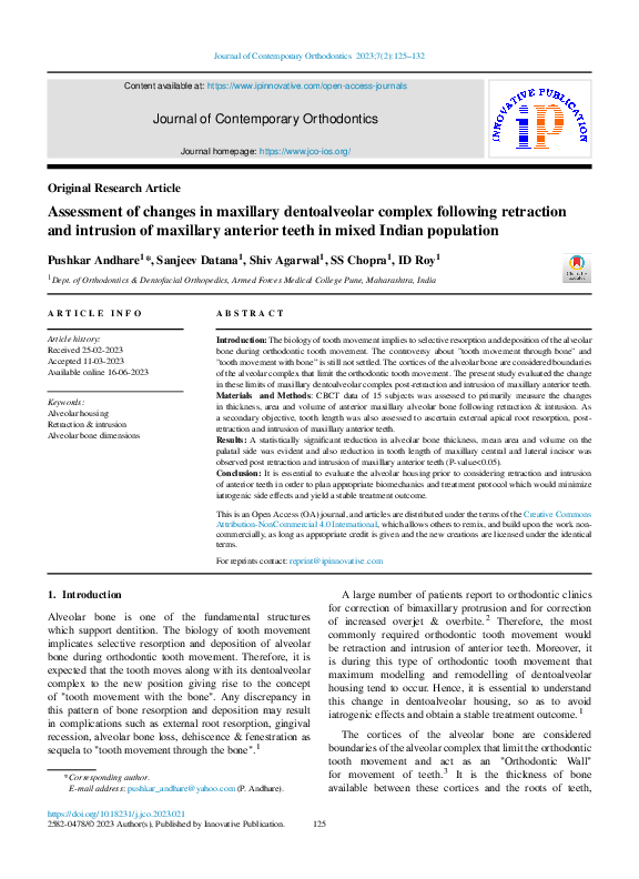 (PDF) Assessment of changes in maxillary dentoalveolar complex ...