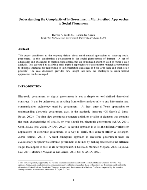 (PDF) Understanding the Complexity of E-Government: Multi-method ...