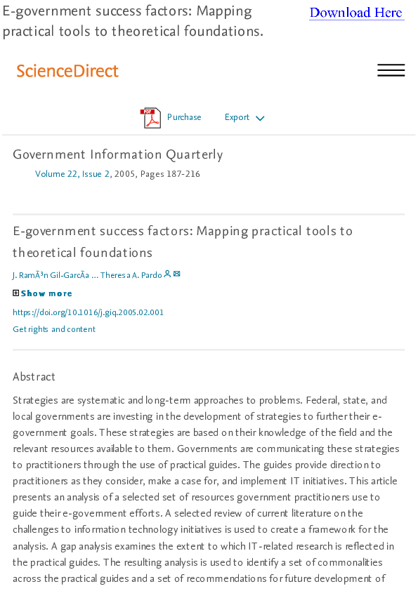 (PDF) E-government success factors: Mapping practical tools to ...