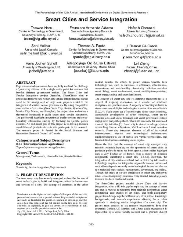 (PDF) Smart cities and service integration