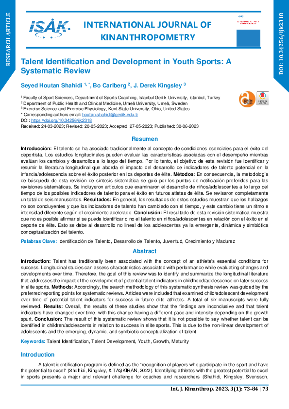 (PDF) Talent Identification and Development in Youth Sports: A ...