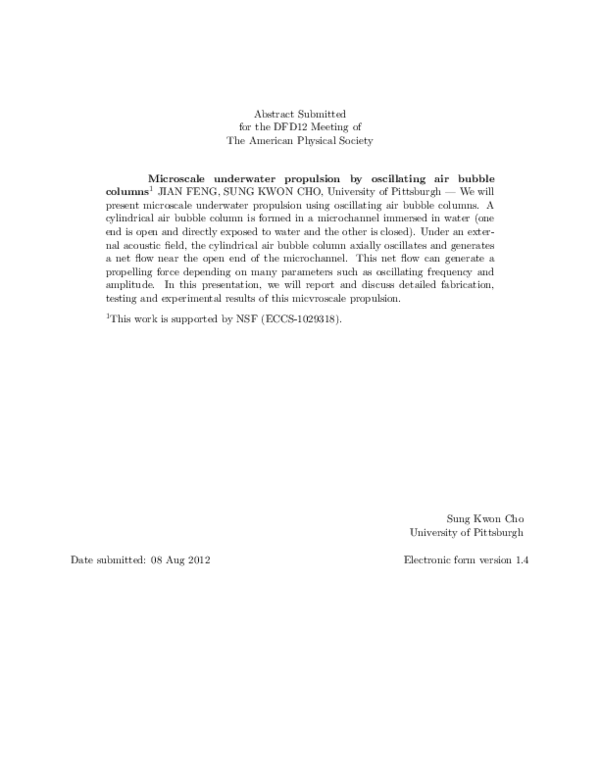 (PDF) Microscale underwater propulsion by oscillating air bubble columns