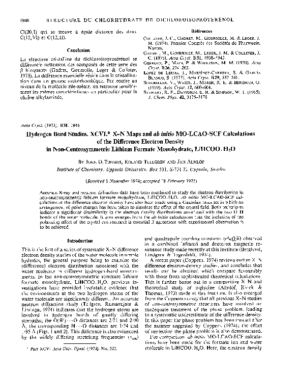 (PDF) Hydrogen bond studies. XCVI. X–N maps and ab initio MO–LCAO–SCF ...