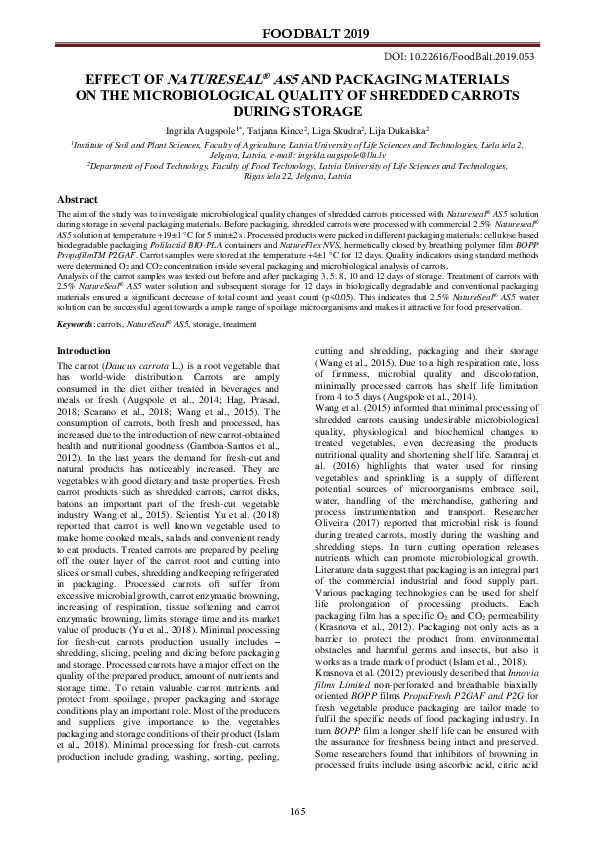 (PDF) EFFECT OF NATURESEAL ® AS5 AND PACKAGING MATERIALS ON THE ...