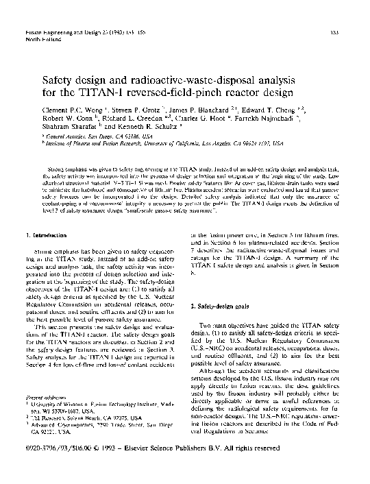 (PDF) Safety design and radioactive-waste-disposal analysis for the ...