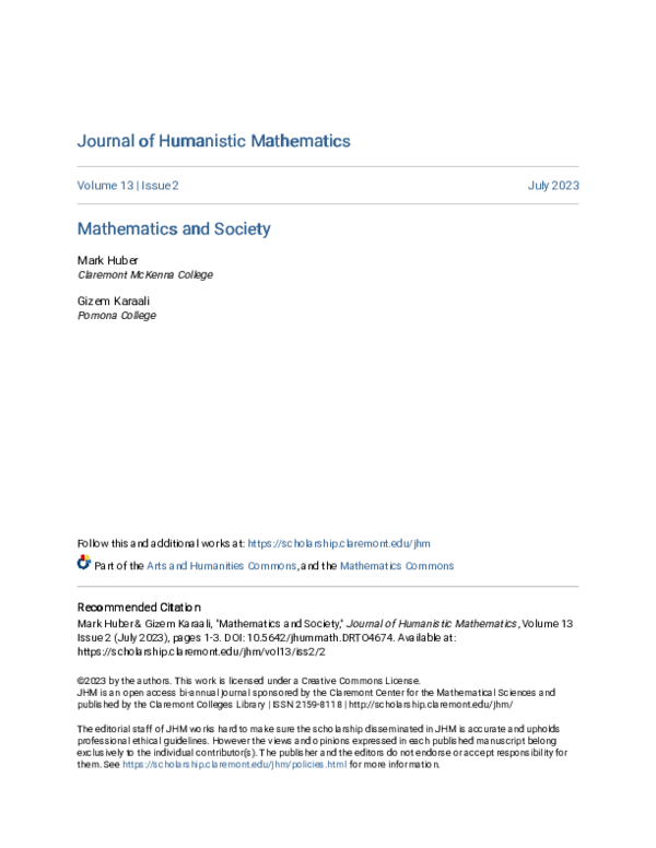 (PDF) Mathematics and Society