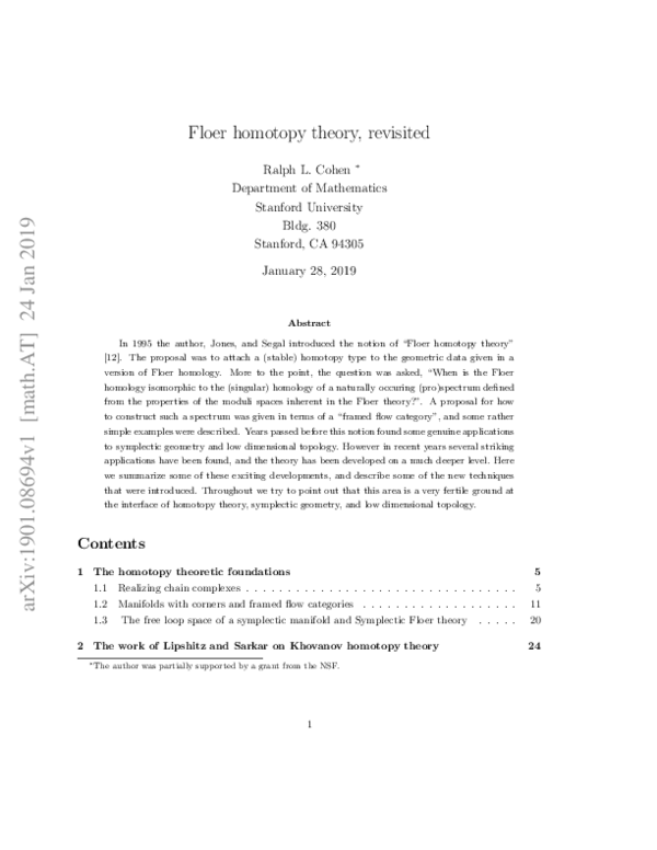 (PDF) Floer homotopy theory, revisited