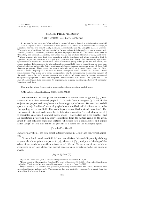 (PDF) Morse field theory