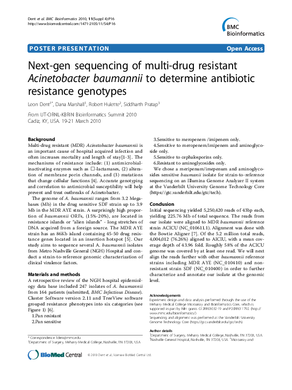 (PDF) Next-gen sequencing of multi-drug resistant Acinetobacter baumannii to determine ...
