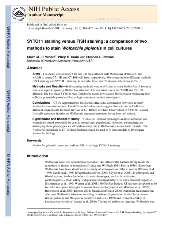 (PDF) SYTO11 staining vs FISH staining: a comparison of two methods to ...