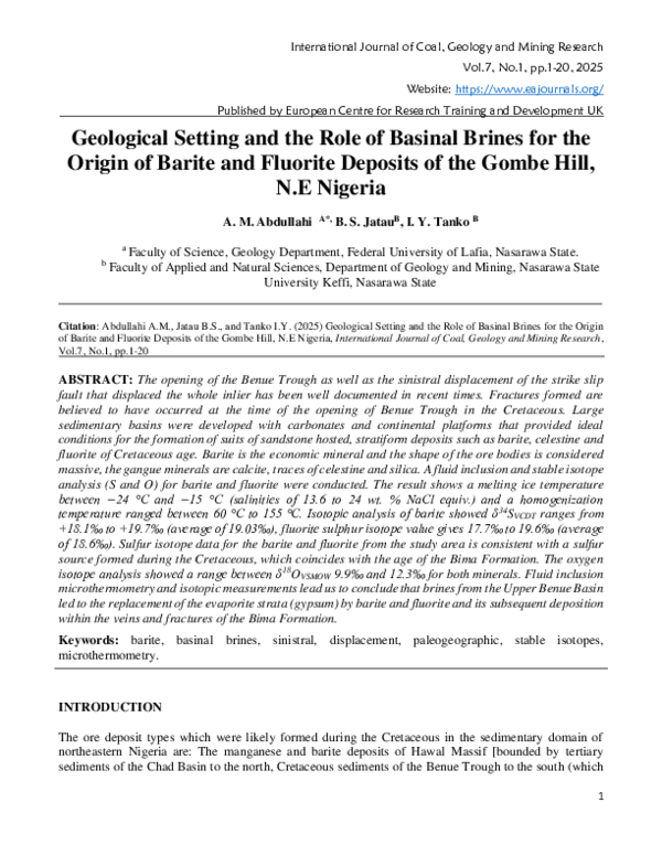 (PDF) Geological Setting and the Role of Basinal Brines for the Origin ...