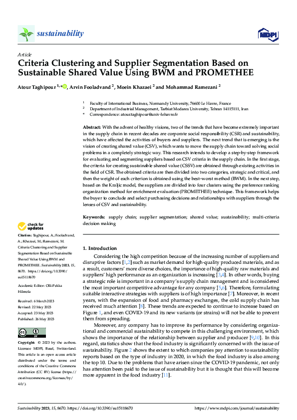 (PDF) Criteria Clustering and Supplier Segmentation Based on ...