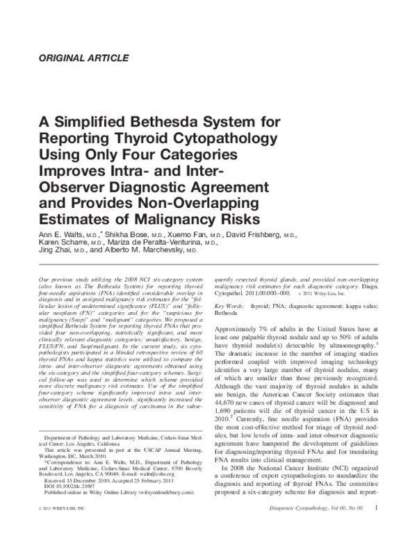 (PDF) A simplified Bethesda system for reporting thyroid cytopathology ...